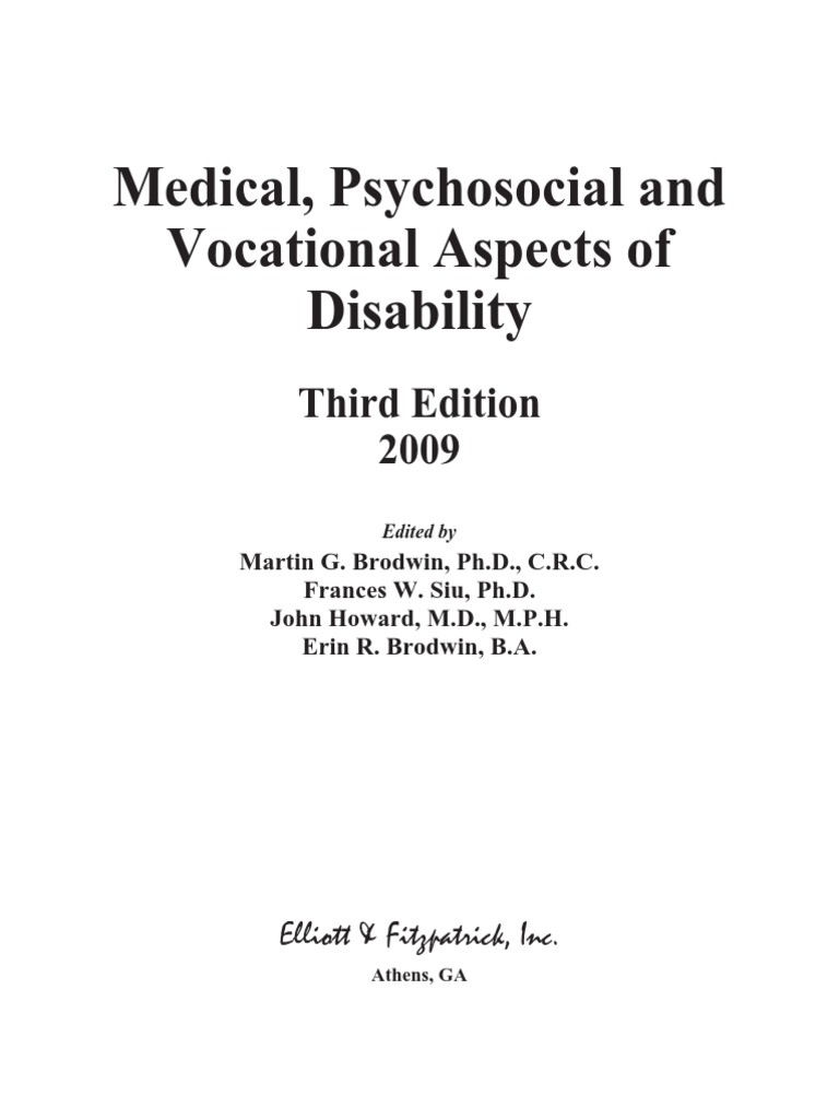 Medical, Psychosocial and Vocational Aspects of Disability | PDF ...