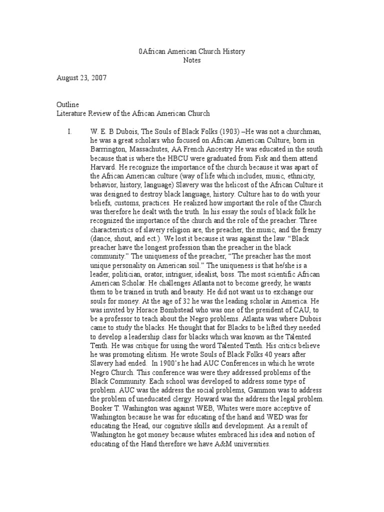 African American Church History Notes | PDF | Slavery | Slavery In The ...