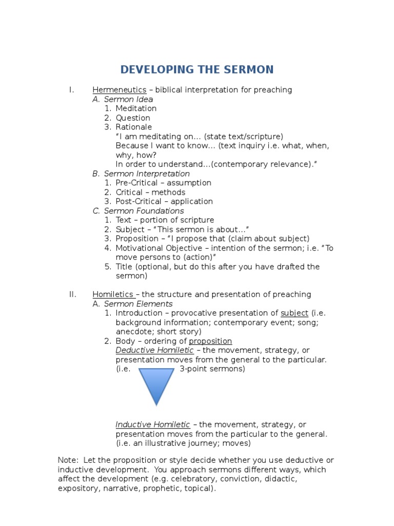 Developing the Sermon | Sermon | Homiletics