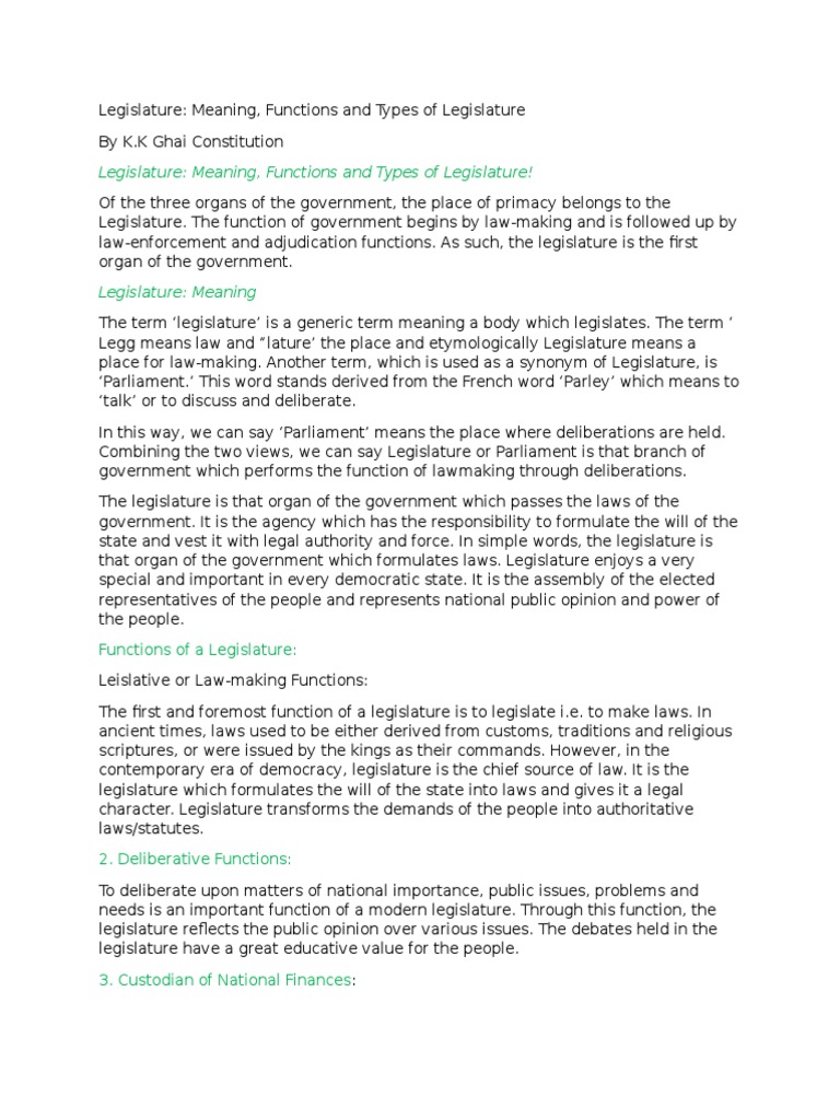 Legislature | PDF | Legislature | Federal Government Of The United States