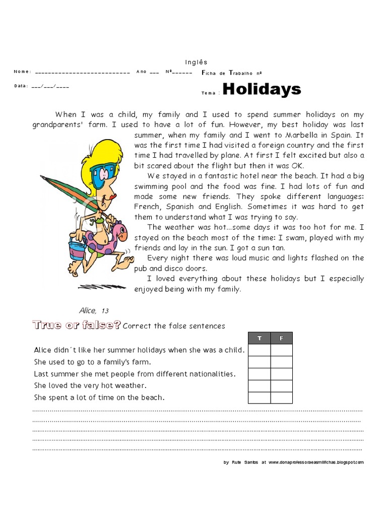 Holidays in Spain-Reading Comprehension | PDF