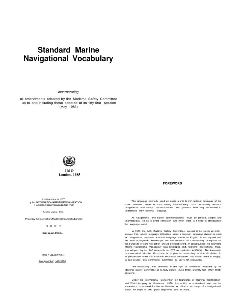 Standard Marine Navigational Vocabulary 1985-10p | PDF | Anchor ...