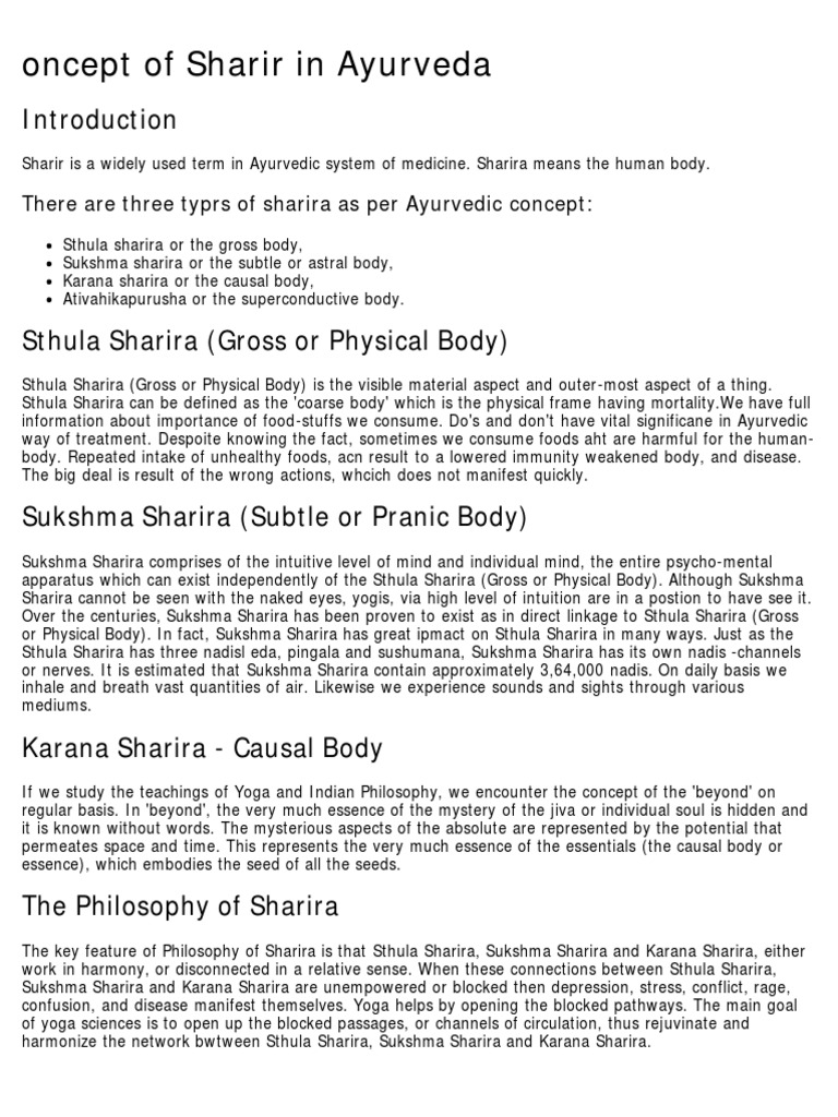 Understanding Sharir in Ayurveda | PDF | Prana | Ayurveda