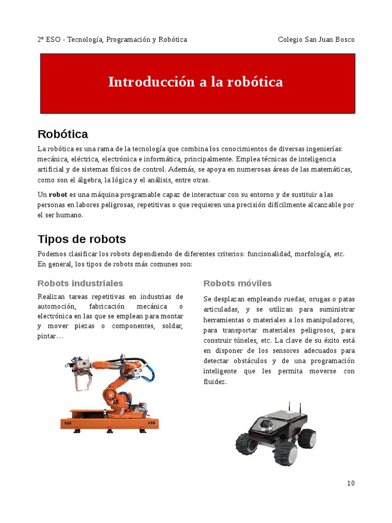 Tema 2 | PDF | Robótica | Robot
