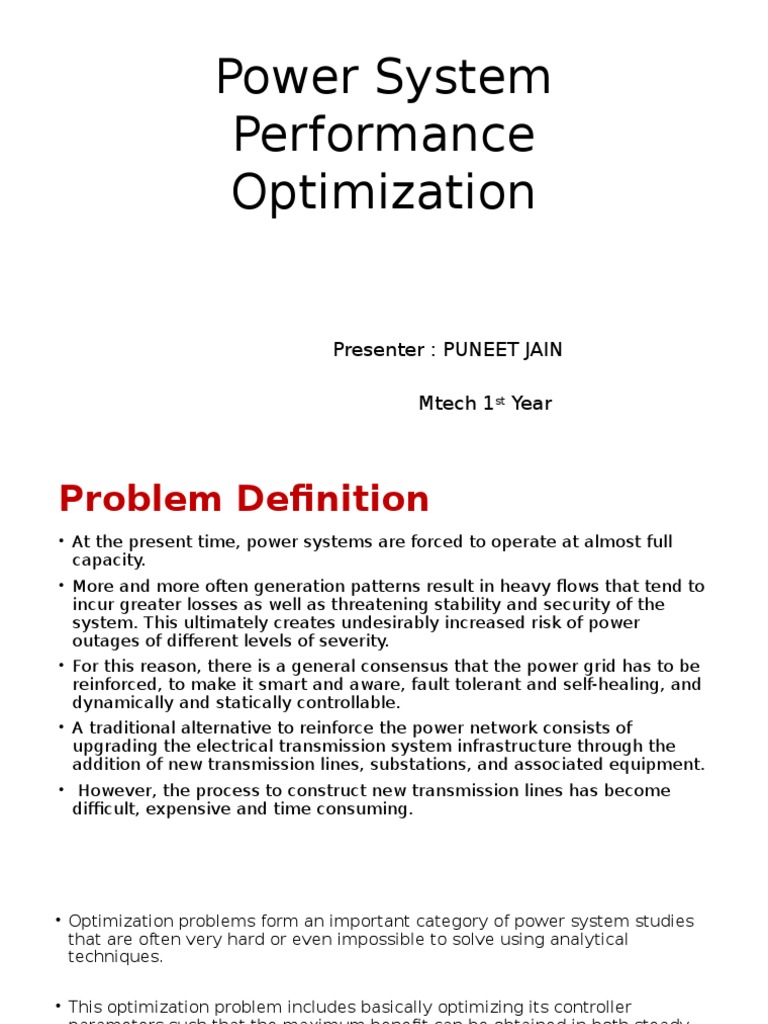 Power System Performance Optimization | PDF