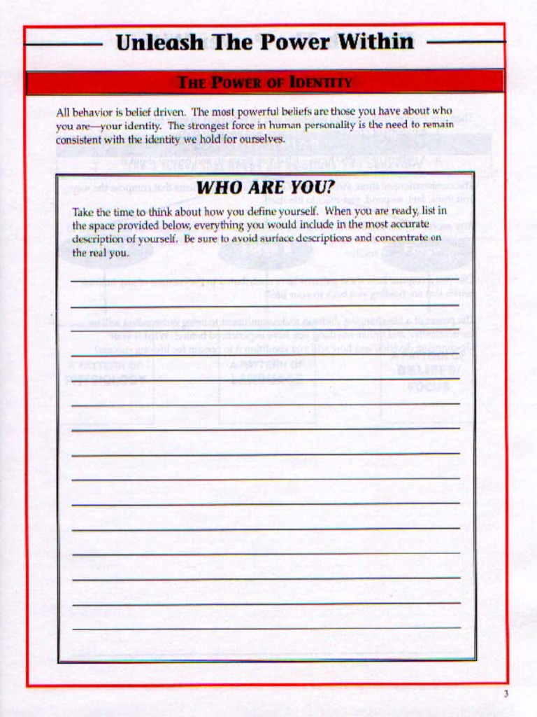 Tony Robbins - Unleash The Power Within Workbook PDF | PDF