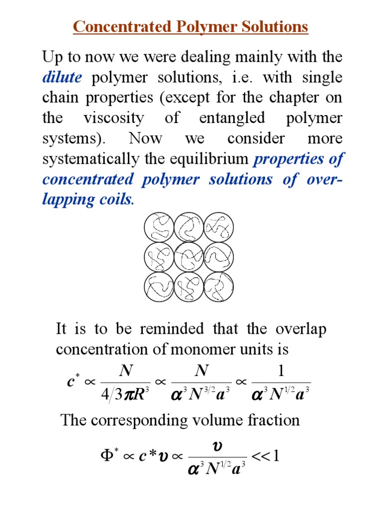 Dilute: Concentrated Polymer Solutions | PDF | Chemical Product ...