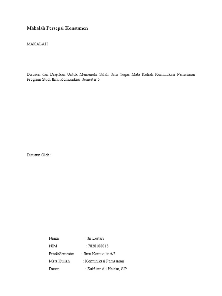 Makalah Persepsi Konsumen | PDF