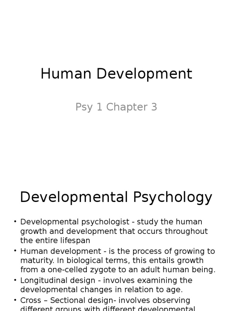 Psy 1 Chap 3 Human Development | PDF | Developmental Psychology | Thought