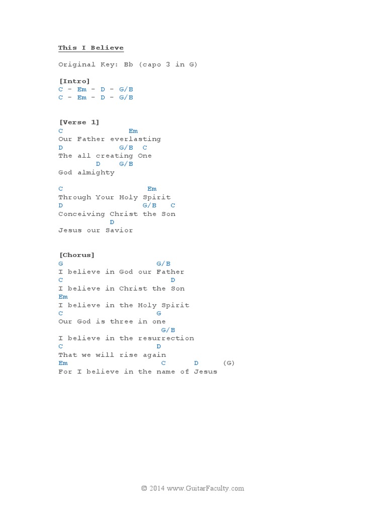 This I Believe: Chords and Lyrics | PDF