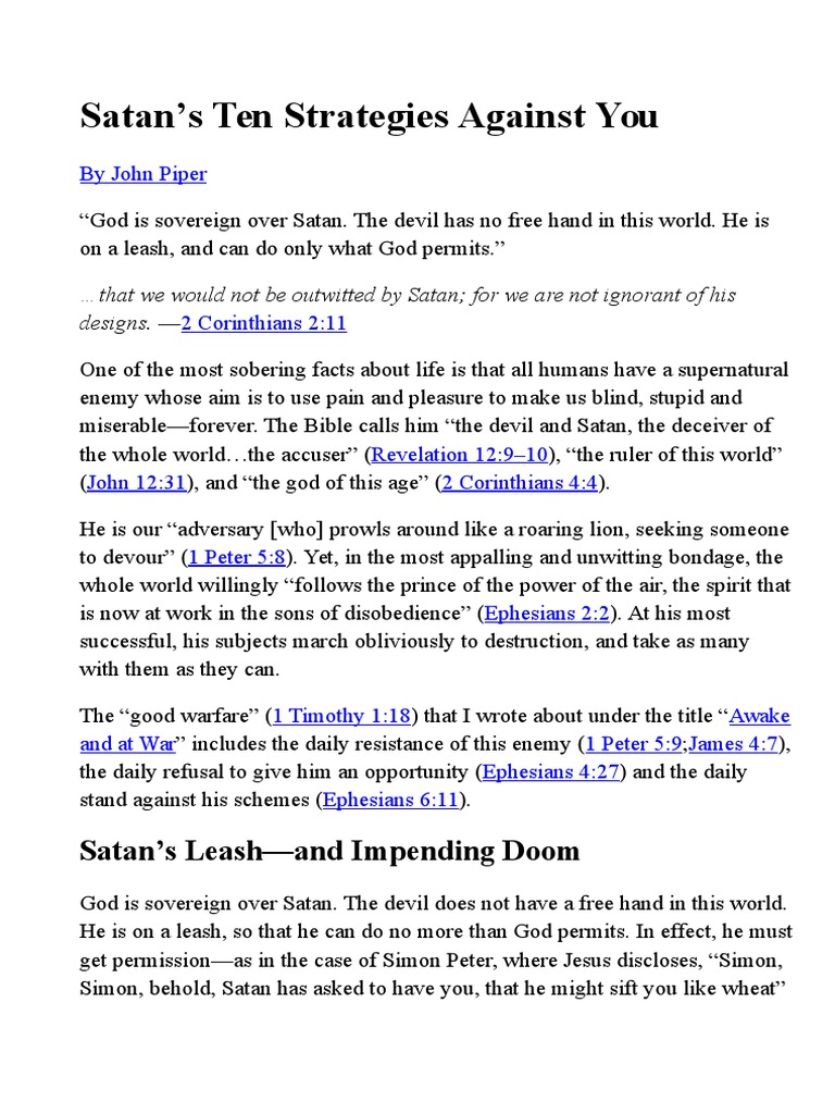 Satan's Ten Strategies Against You | PDF | Satan | Jesus