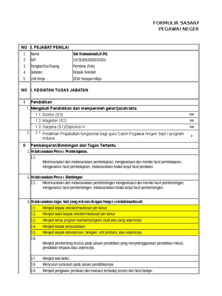 Contoh SKP Guru - Mapel | PDF