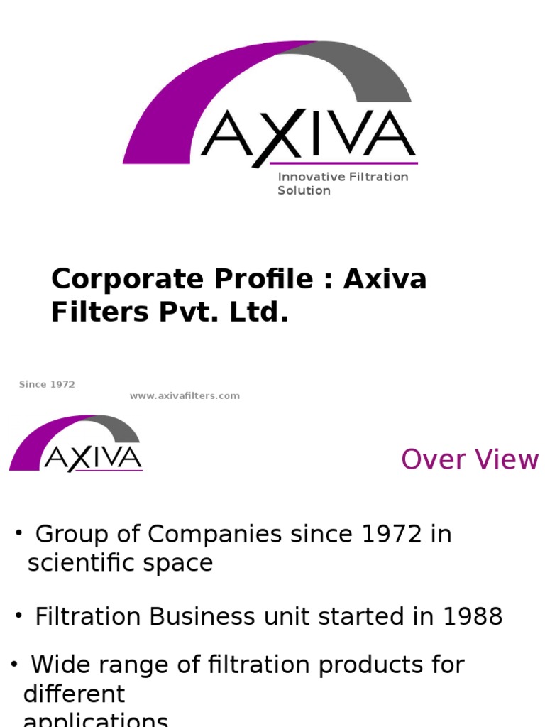 Corporate PPT Axiva | PDF | Filtration | Materials