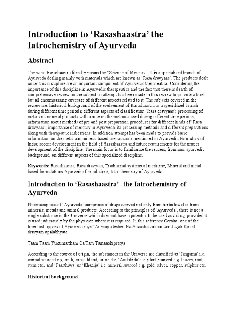 Introduction To Rasa | PDF | Ayurveda | Vedas