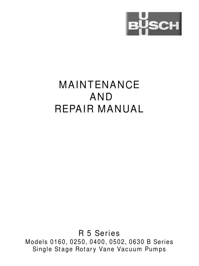 Busch R 5 0160 0250 0400 0502 0630 B MR | PDF | Pump | Valve