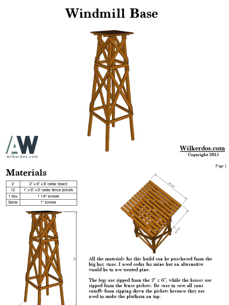DIY Wooden Windmill Base Plans | PDF