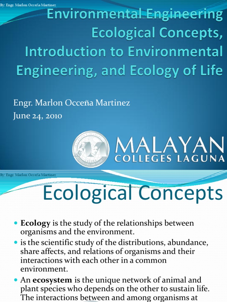 Ecological Concepts Introduction to Environmental Engineering and ...