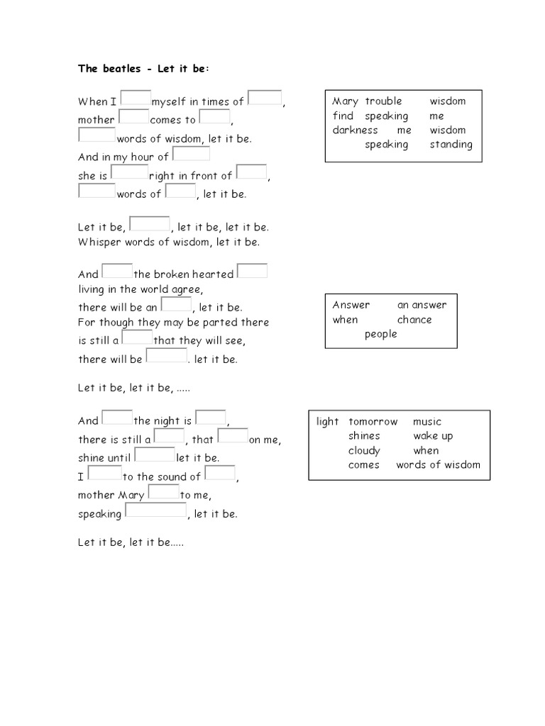 "Let It Be: The Beatles Lyrics Analysis" | PDF | The Beatles Songs ...