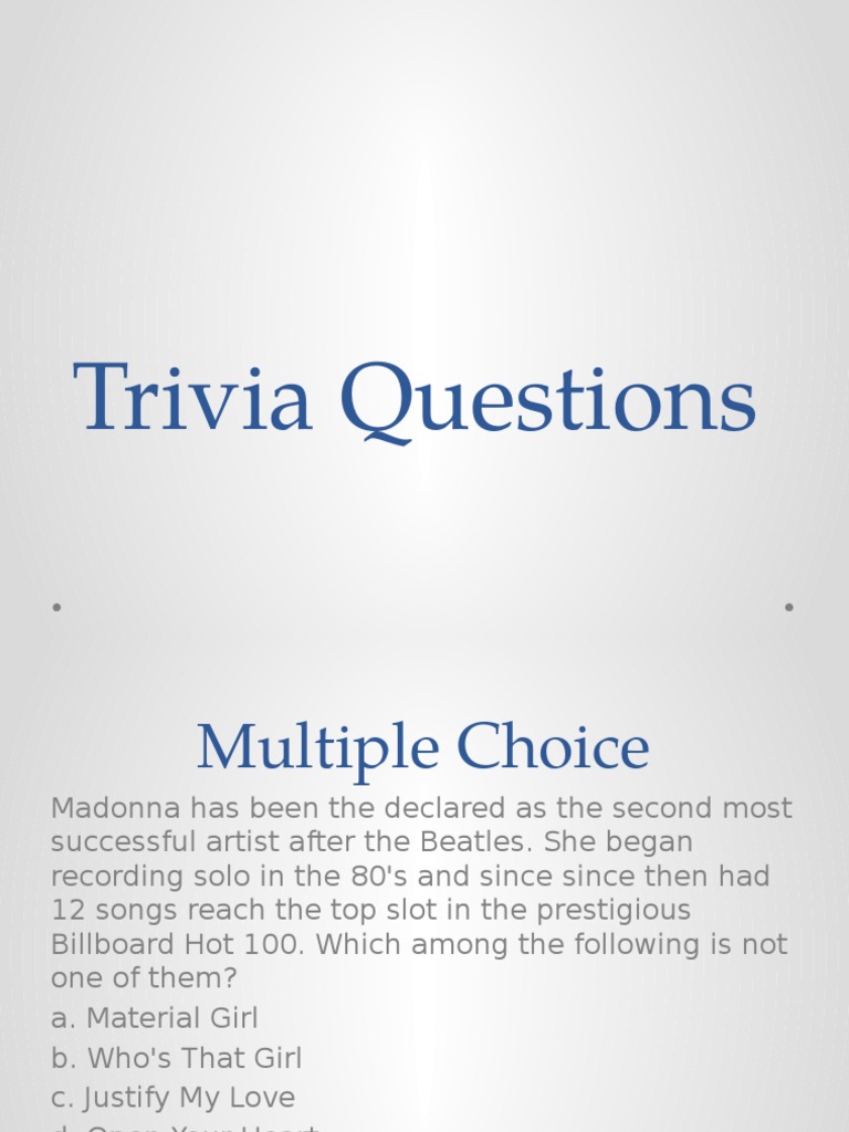 Trivia Questions | PDF | Philippines | Leisure