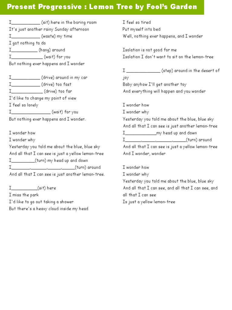 27813 Lemon Tree by Fools Gardenpresent Progressive