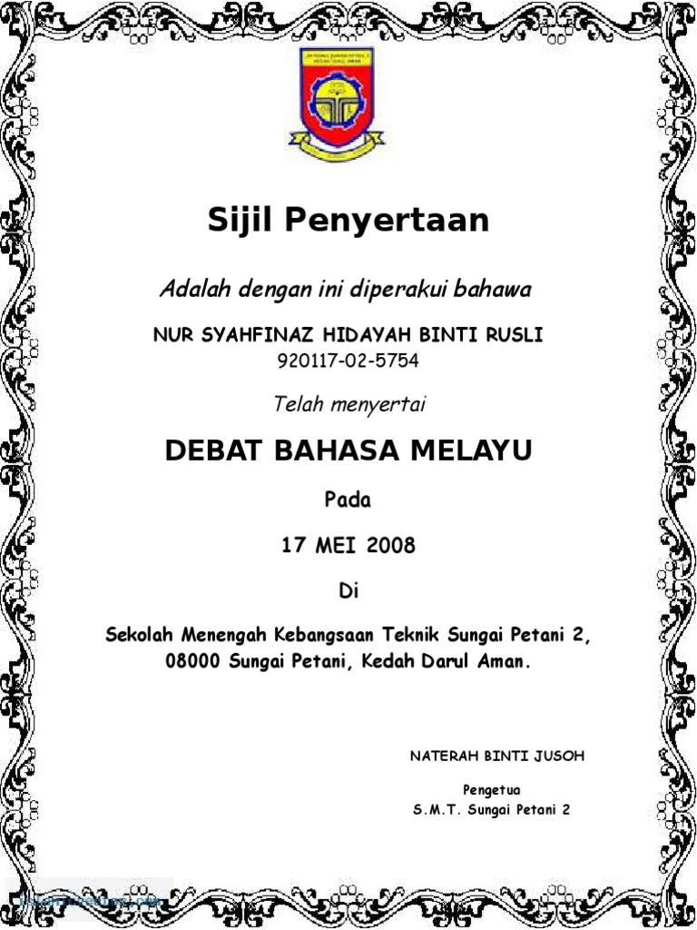 Contoh Sijil | PDF