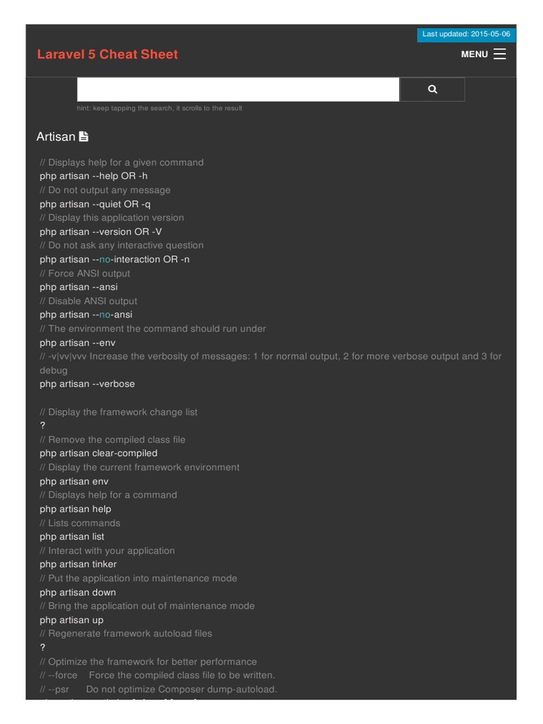 Laravel 5 Cheatsheet | PDF | Hypertext Transfer Protocol | Computer File