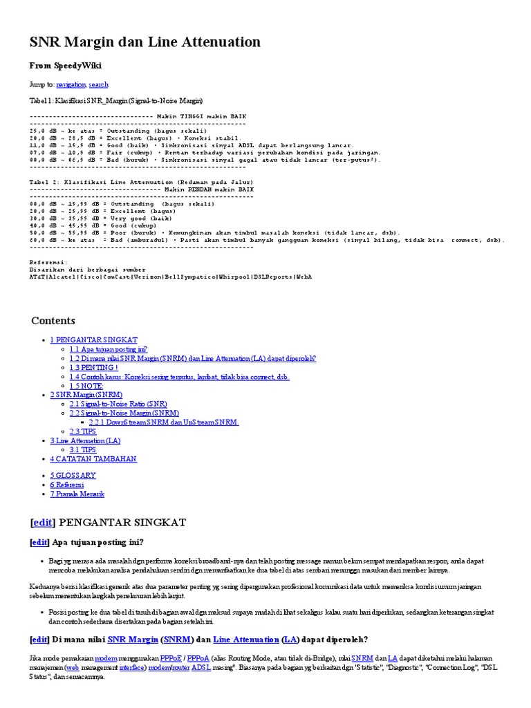 SNR Margin Dan Line Attenuation - SpeedyWiki PDF | PDF