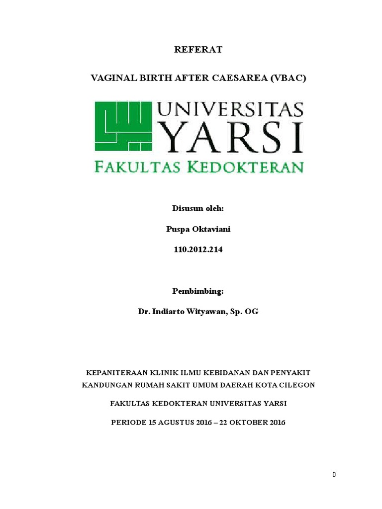 Puspaobgyn Refrat Vbac | PDF