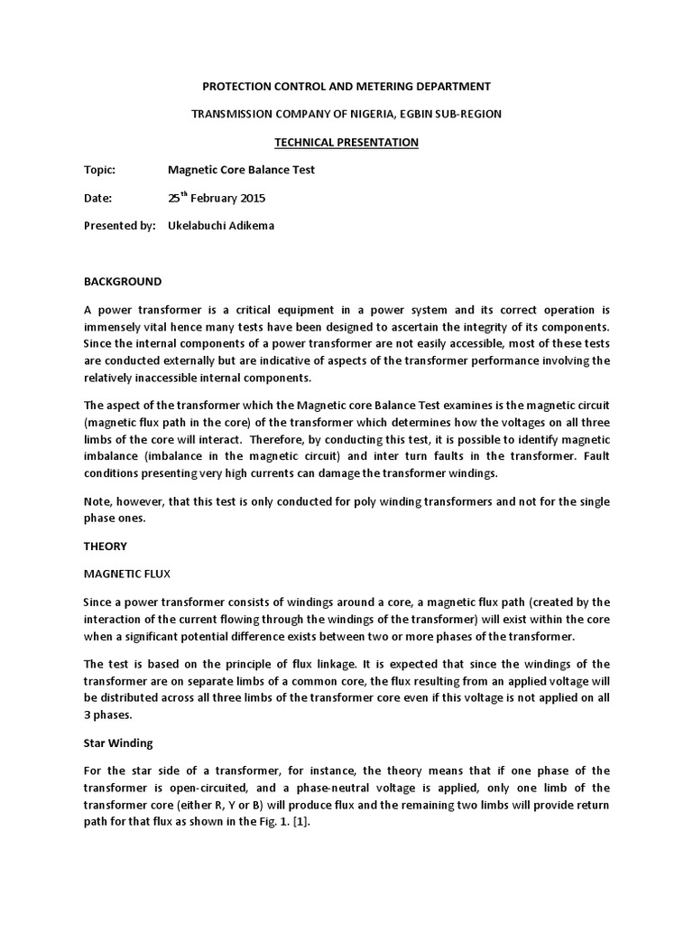 Magnetic Core Balance Test | PDF | Transformer | Flux