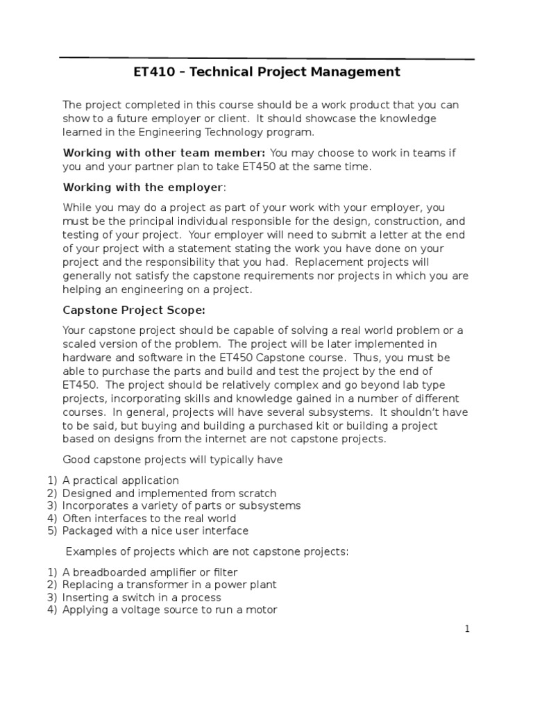 ET410 Scope of The Capstone Project | PDF | Signal (Electrical ...