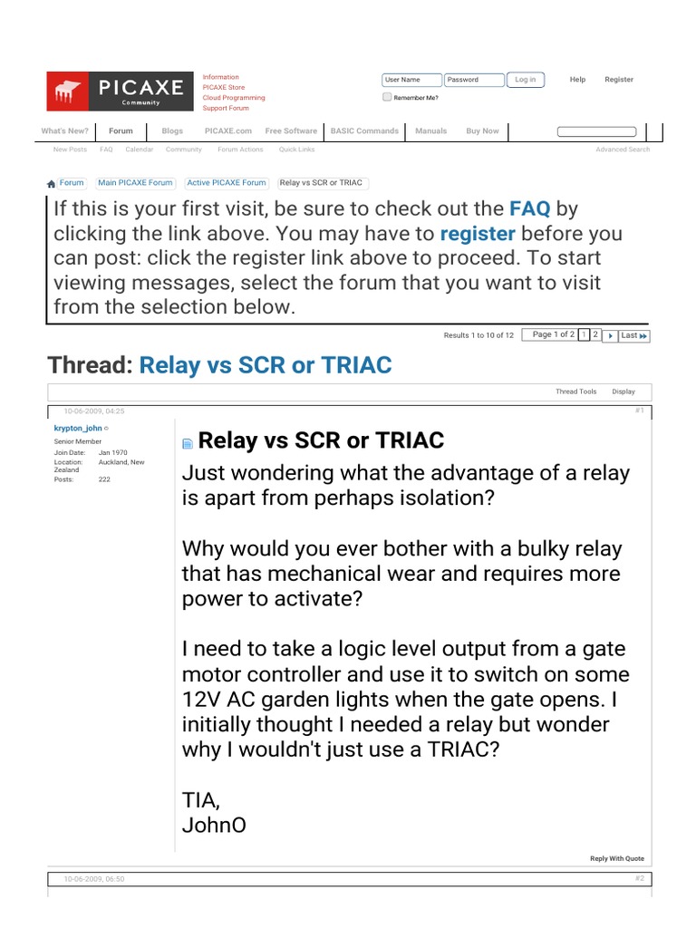 Relay Vs SCR or Triac | PDF | Internet Forum | Relay