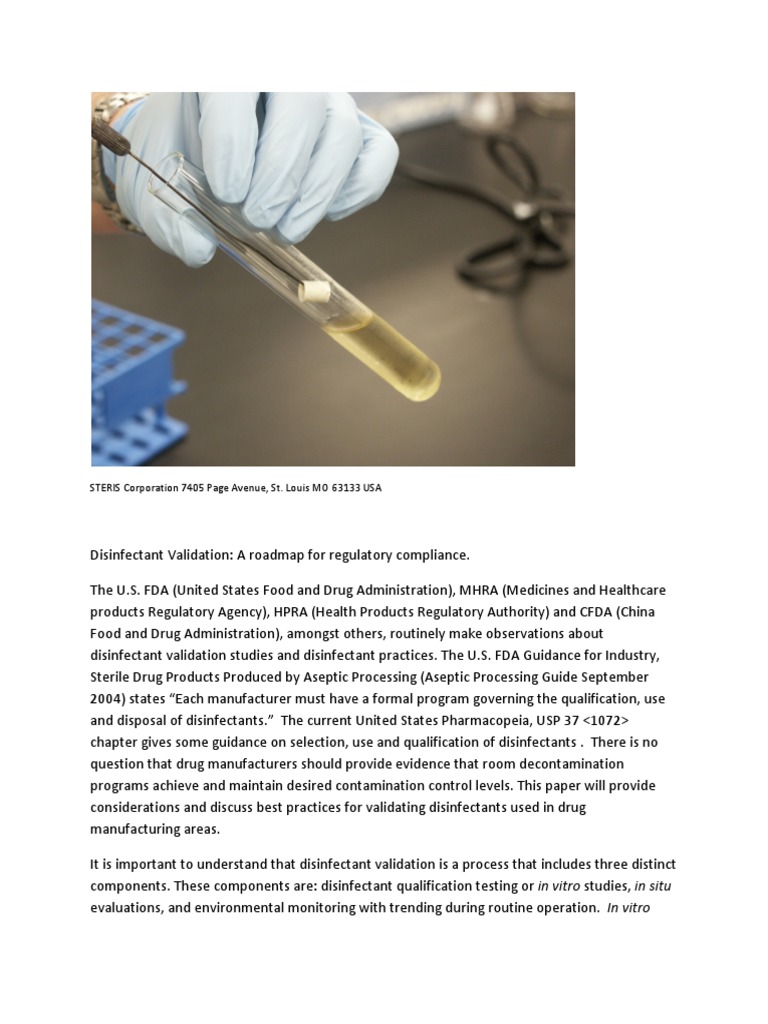 Disinfectant Validation | PDF | Disinfectant | Food And Drug Administration