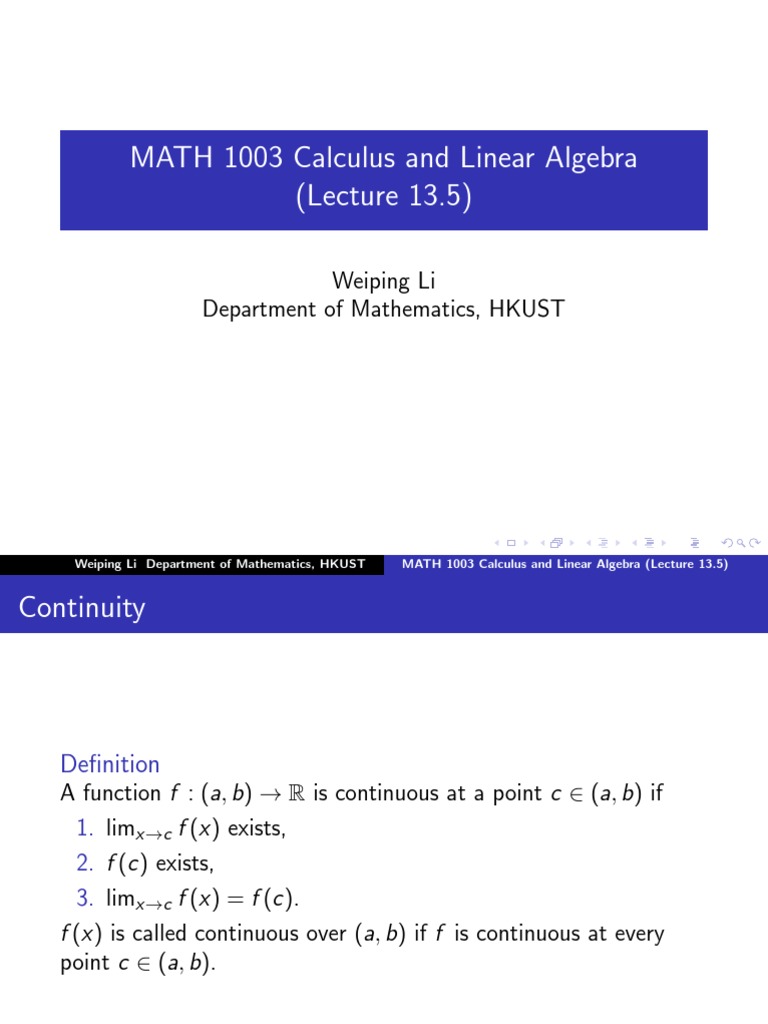 MATH 1003 Calculus and Linear Algebra (Lecture 13.5) : Weiping Li Department of Mathematics ...