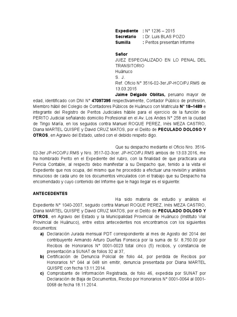 Hoja Completo de Peritaje | PDF | Testigo experto | Cheque