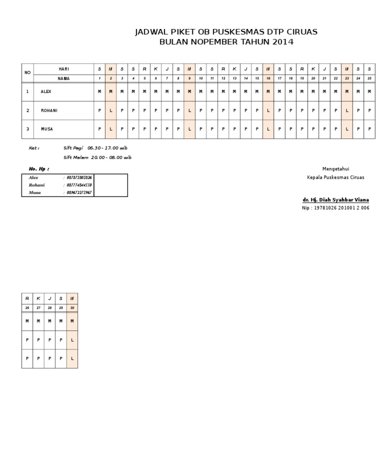 Jadwal Piket Ob | PDF