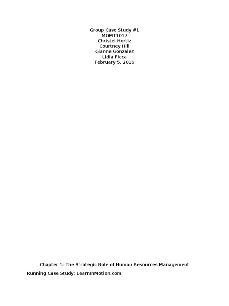 Group Case Study - Chapter 1 | PDF | Harassment | Employment