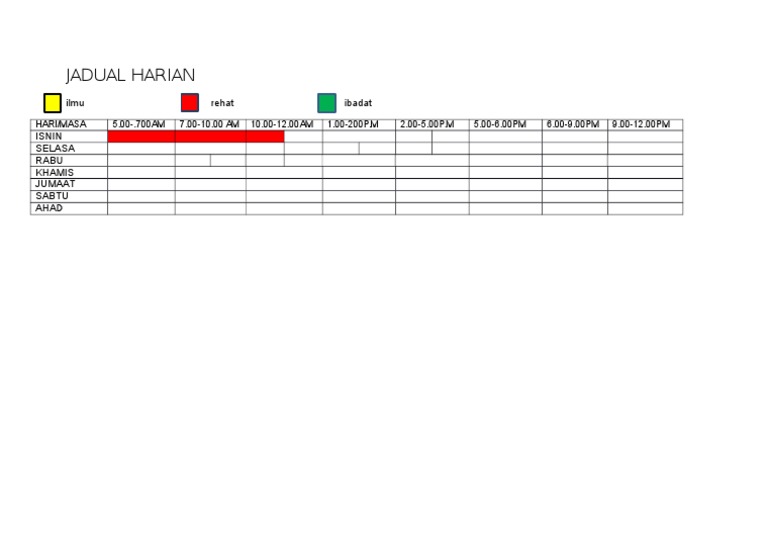 Jadual Harian: Ilmu Rehat Ibadat | PDF
