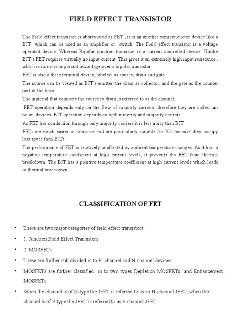 Field Effect Transistor | PDF | Field Effect Transistor | Mosfet