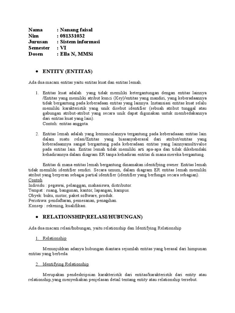Entitas dan Atribut dalam Basis Data | PDF