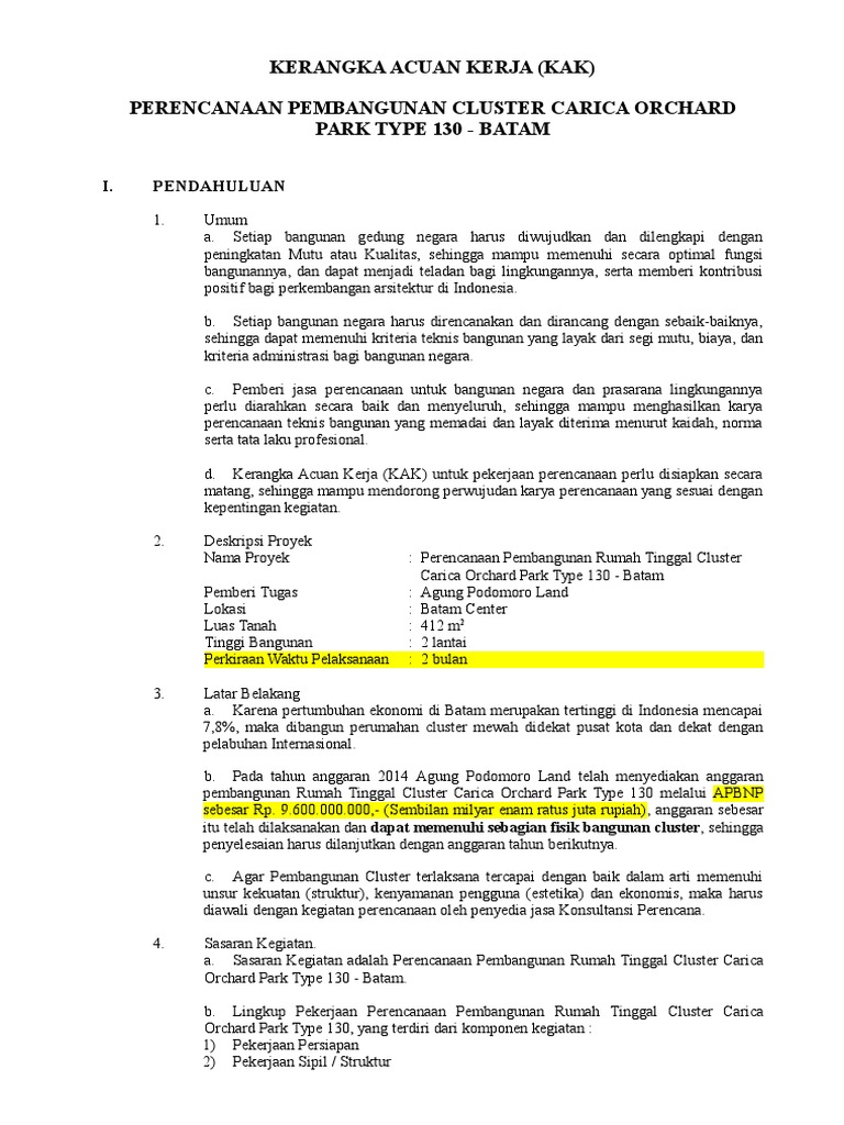 Kerangka Acuan Kerja Cluster | PDF