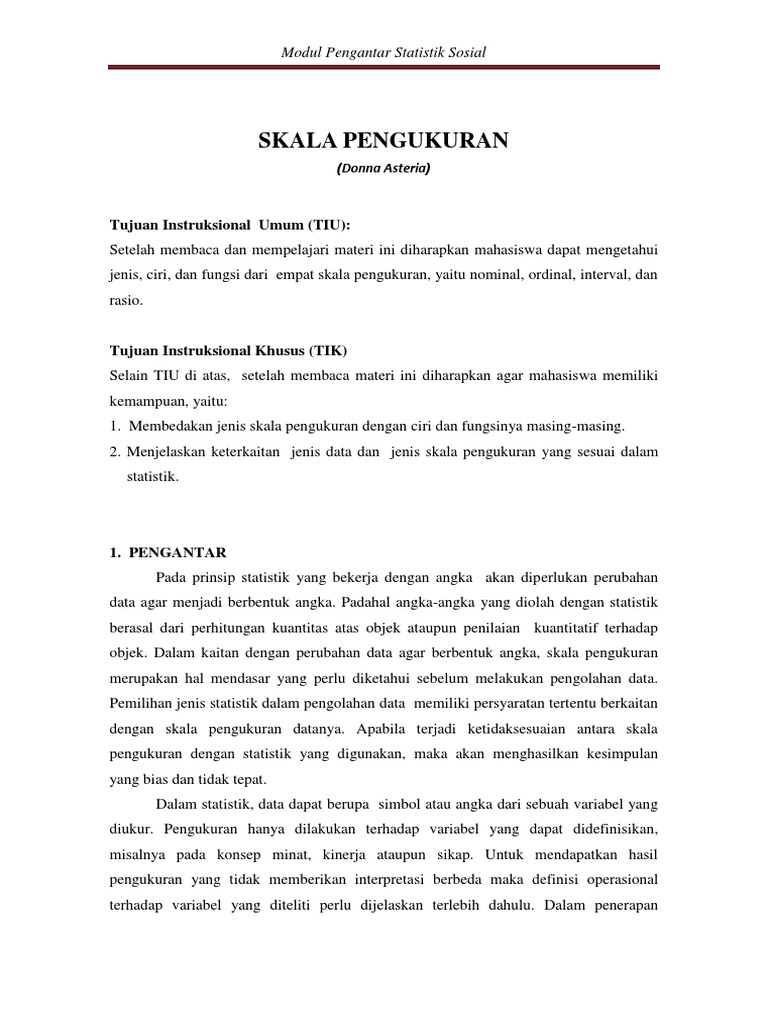 Modul Bab 2-Skala Pengukuran | PDF