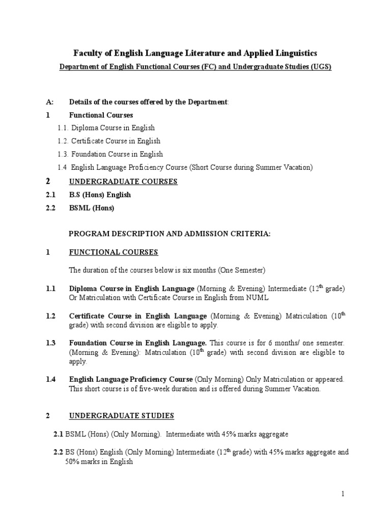 Faculty of English Language Literature and Applied Linguistics