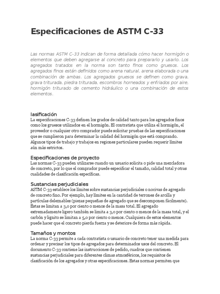 Astm C-33 | PDF | Tecnología