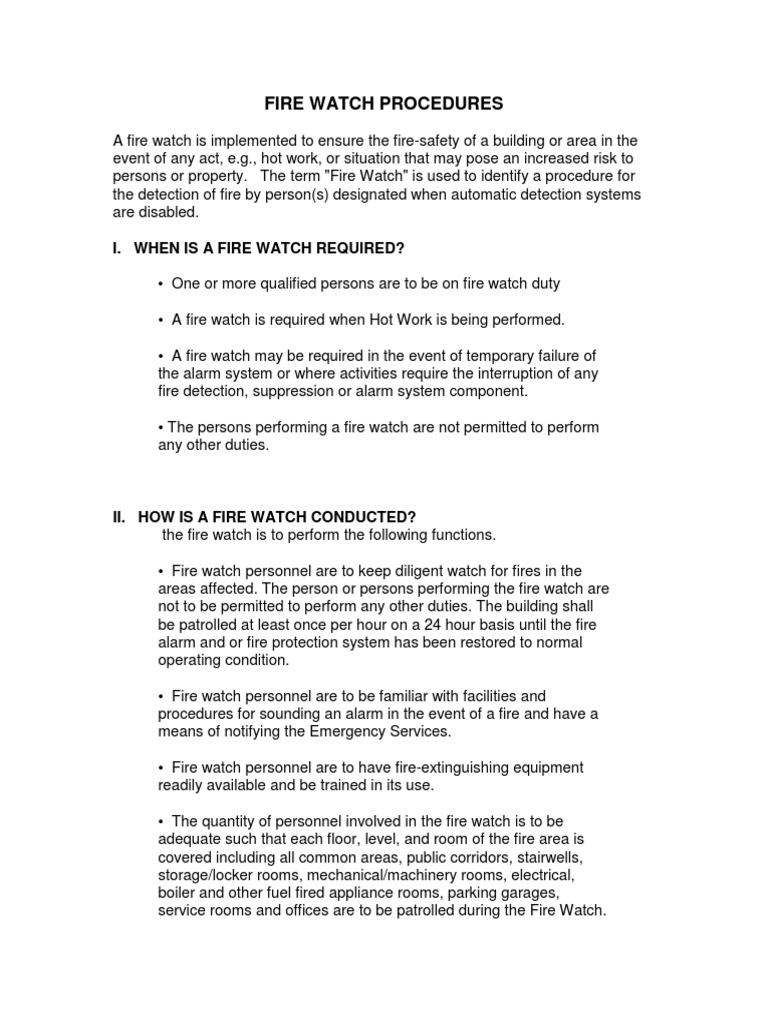 Fire Watch Procedures | Fire Safety | Safety