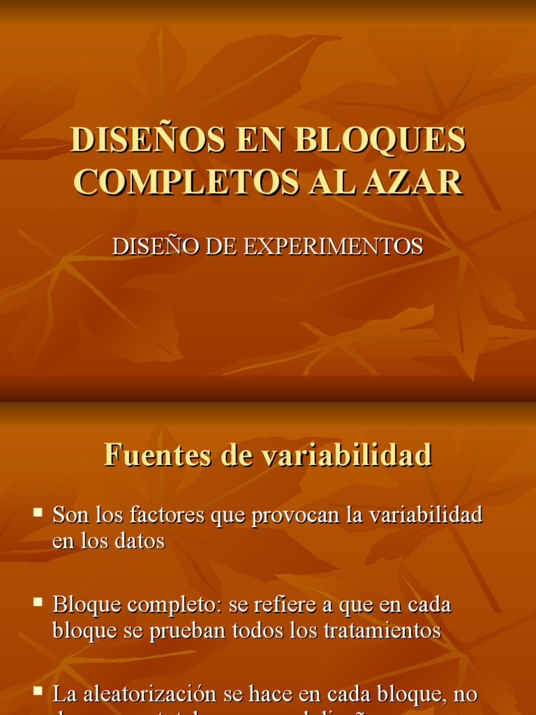 Diseños en Bloques Completos Al Azar | PDF | Análisis de variación | Teorías cientificas