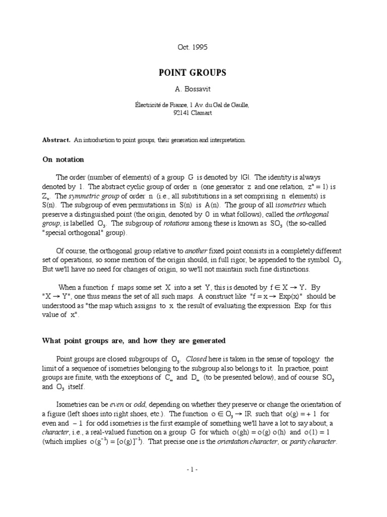 Point Groups | PDF | Group (Mathematics) | Cartesian Coordinate System