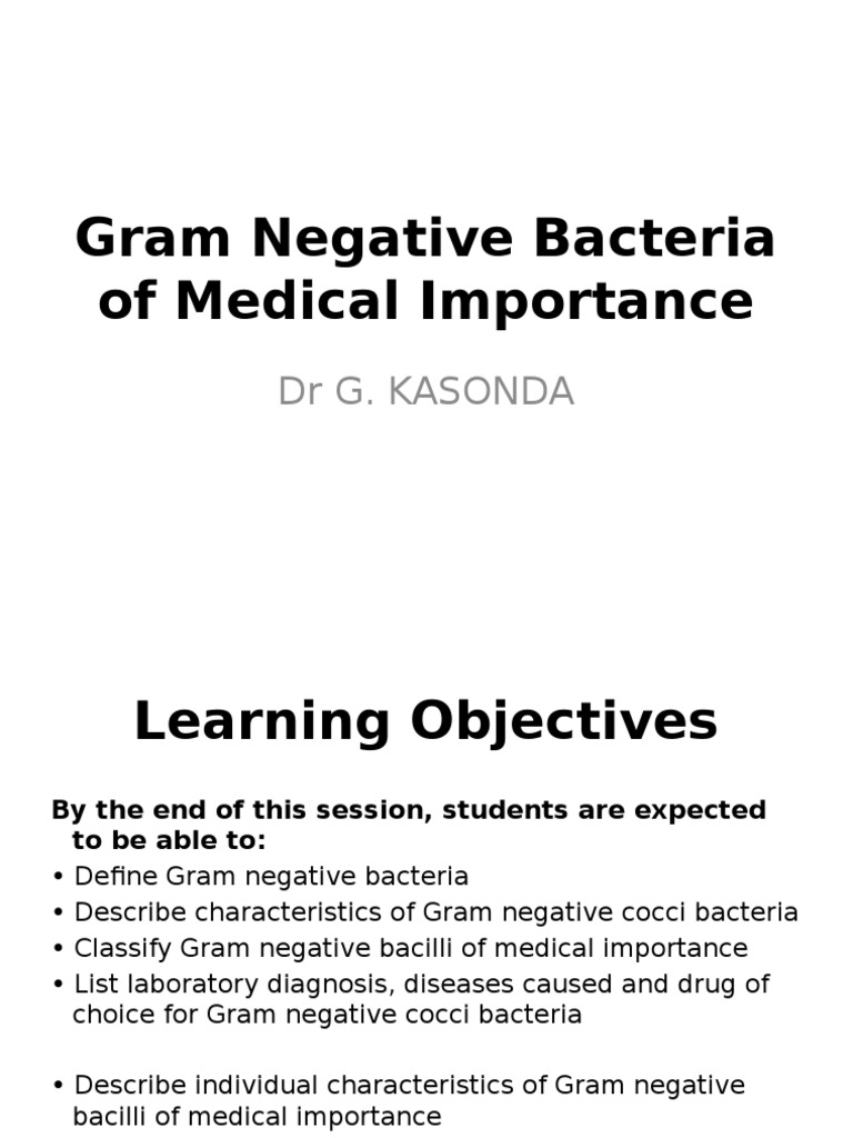 Gram-Negative Bacteria and Diseases | PDF | Gram Negative Bacteria ...