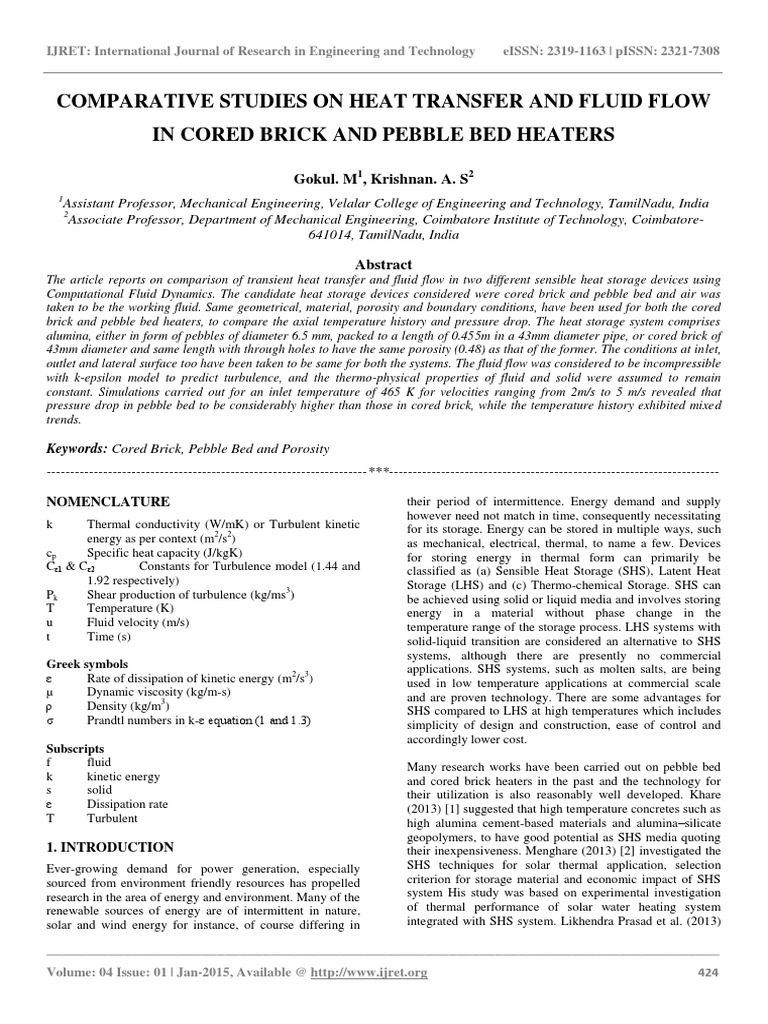CFD Analysis Heat Transfer Cored Brick Pebble Bed | PDF | Heat Transfer ...