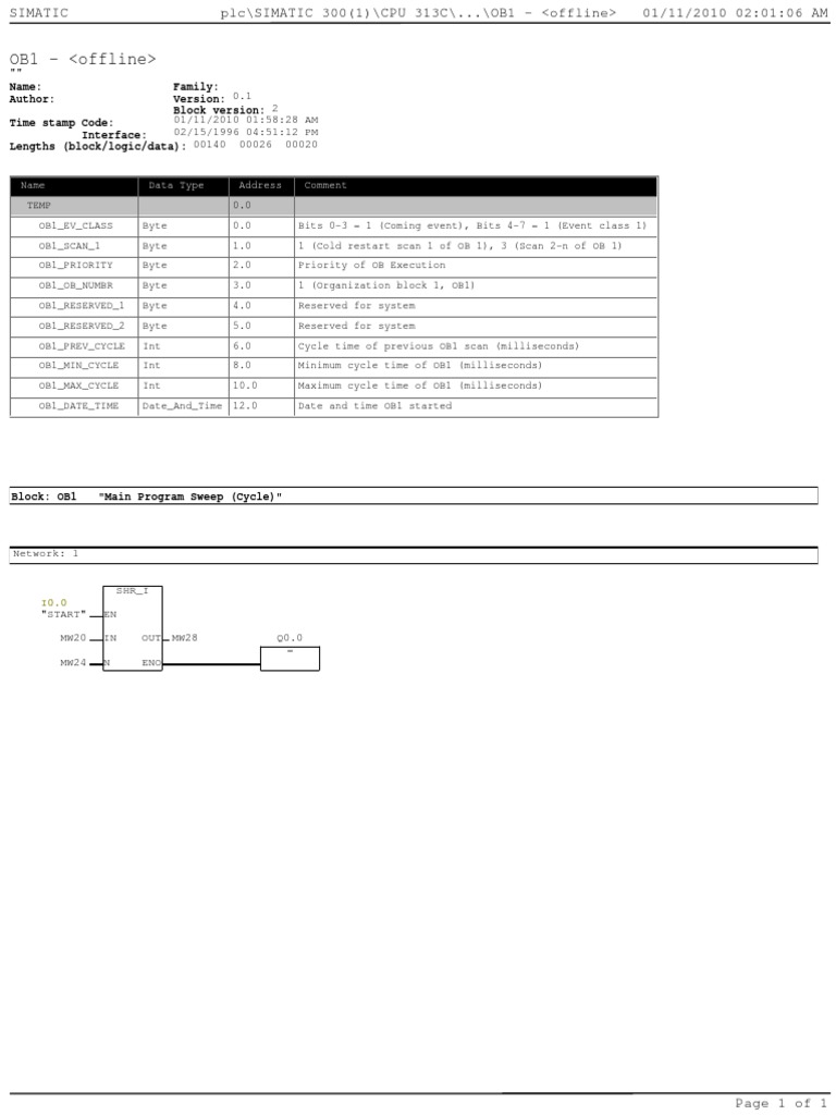 OB1 - : Name: Family: Author: Block Version: Time Stamp Code: Interface ...