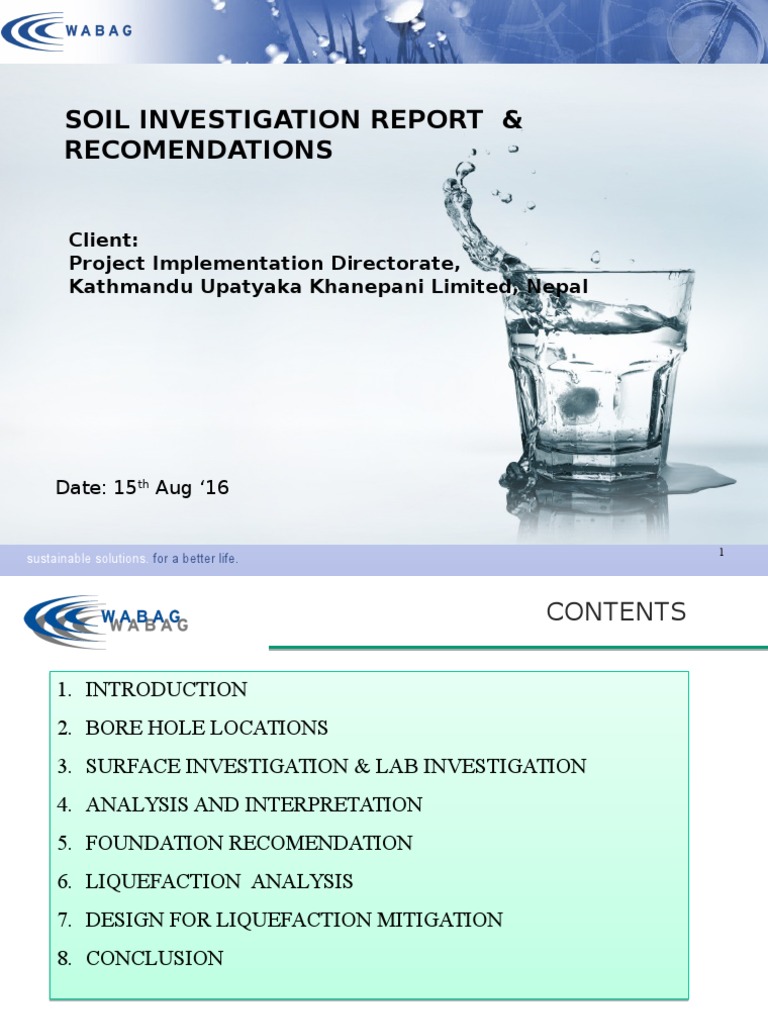 Soil Investigation Report for Wastewater Treatment | PDF
